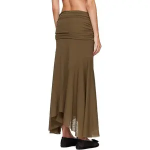 GANNI Ruched Asymmetric Hem Skirt