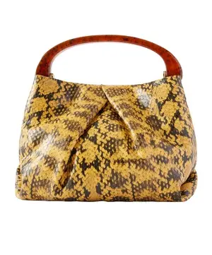 Dries Van Noten Small Pleated Leather Bag With Sculptural Handles