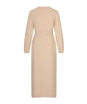 Fabiana Filippi Belted Ribbed Crewneck Midi Dress - Nude