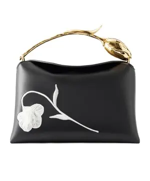 Erdem Midi Bloom Embroidered Leather Tote Bag - No