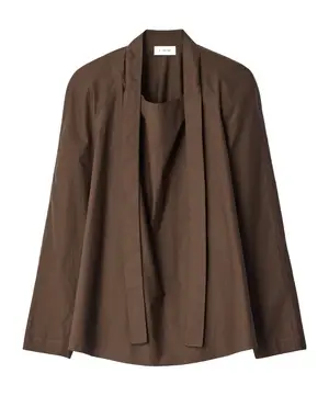 LEMAIRE Ascot Tie-neck Blouse - Truffle