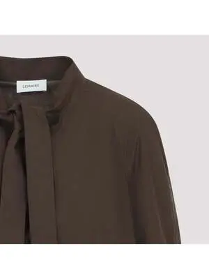 LEMAIRE Ascot Tie-neck Blouse - Truffle