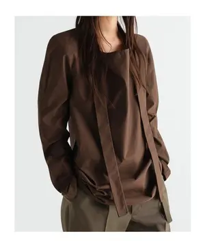 LEMAIRE Ascot Tie-neck Blouse - Truffle