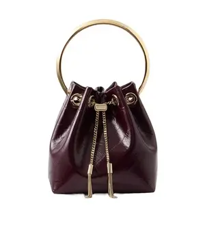 JIMMY CHOO Bon Bon Eel-effect Leather Bucket Bag