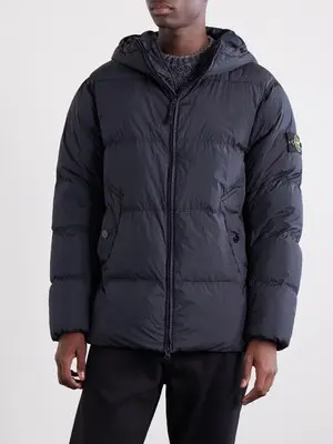 Stone Island Garment-dyed Crinkled Shell Down Hooded Jacket