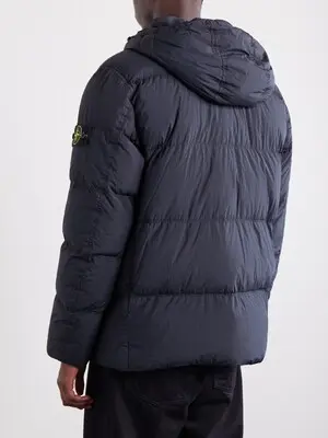 Stone Island Garment-dyed Crinkled Shell Down Hooded Jacket