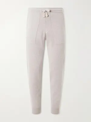 Brioni Tapered Drawstring Straight-leg Cashmere Sweatpants - Gray
