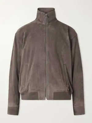 FRAME Suede Bomber Jacket - Brown