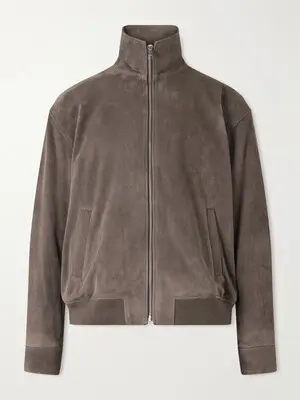 FRAME Suede Bomber Jacket - Brown