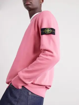 Stone Island Garment-dyed Cotton-fleece Sweatshirt - Pink