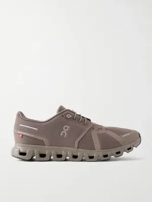 On 6 Rubber-trimmed Mesh Lace-up Sneakers - Brown