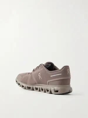 On 6 Rubber-trimmed Mesh Lace-up Sneakers - Brown