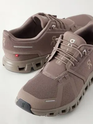 On 6 Rubber-trimmed Mesh Lace-up Sneakers - Brown