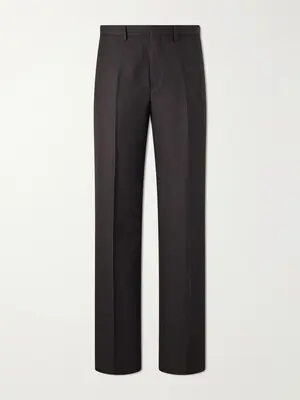 Dries Van Noten Panvel Herringbone Wool Trousers - Brown