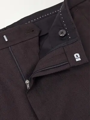 Dries Van Noten Panvel Herringbone Wool Trousers