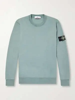 Stone Island Garment-dyed Cotton-fleece Sweatshirt - Green