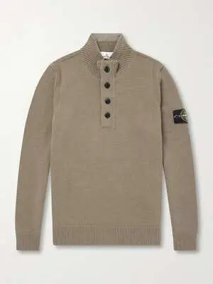 Stone Island Virgin Wool-blend Polo Sweater - Green