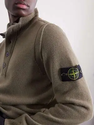 Stone Island Virgin Wool-blend Polo Sweater