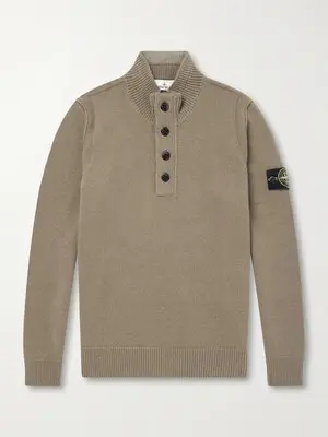 Stone Island Virgin Wool-blend Polo Sweater - Green