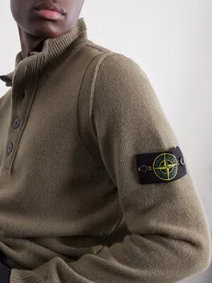 Stone Island Virgin Wool-blend Polo Sweater