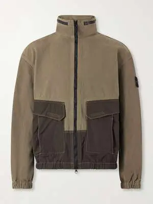 Stone Island Garment-dyed Panama Cotton-canvas Bomber Jacket - Green