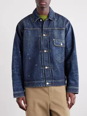 BEAMS Digger Distressed Denim Jacket