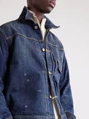 BEAMS Digger Distressed Denim Jacket