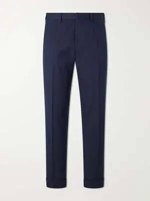 Dries Van Noten Philip Straight-leg Cotton And Wool-blend Twill Trousers - Navy