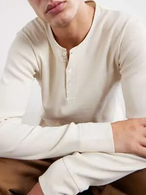 LEMAIRE Henley Ribbed Cotton T-shirt