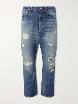 BEAMS Straight-leg Distressed Jeans - Blue