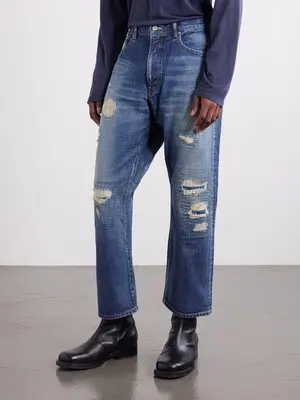 BEAMS Straight-leg Distressed Jeans