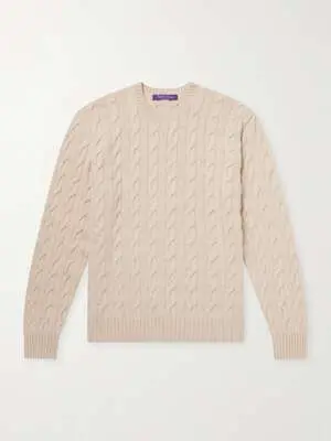 Ralph Lauren Purple Label Cashmere Cable-knit Crewneck Sweater - Cream