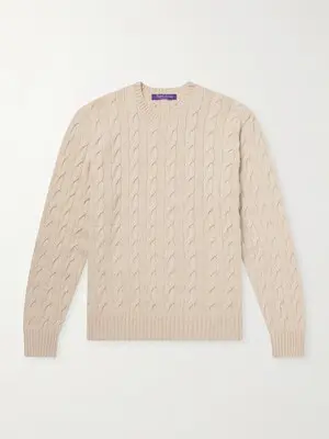 Ralph Lauren Purple Label Cashmere Cable-knit Crewneck Sweater - Neutrals
