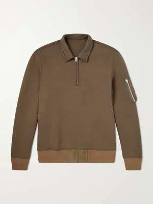 Sacai Cotton-blend Half-zip Sweater - Brown