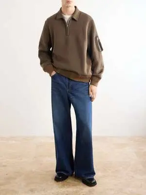 Sacai Cotton-blend Half-zip Sweater