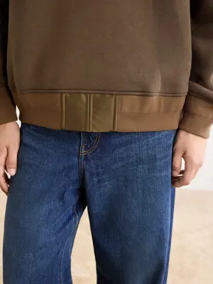 Sacai Cotton-blend Half-zip Sweater With Ma-1 Sleeve Pocket - Brown