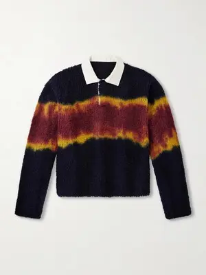 Sacai Tie-dye Wool-blend Polo Sweater - Blue