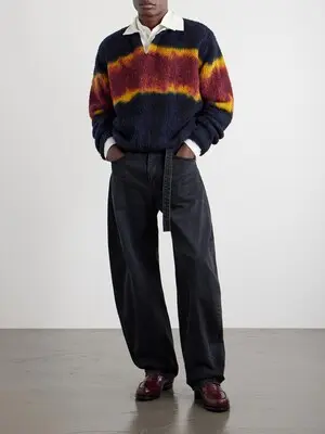 Sacai Tie-dye Wool-blend Polo Sweater - Blue