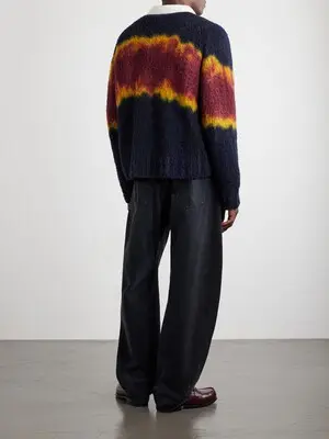 Sacai Tie-dye Wool-blend Polo Sweater - Blue