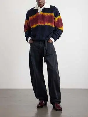 Sacai Chusen-dyed Wool-blend Polo Sweater