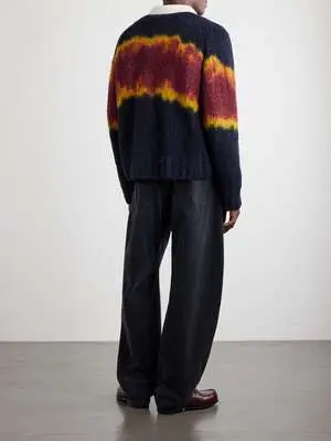 Sacai Chusen-dyed Wool-blend Polo Sweater