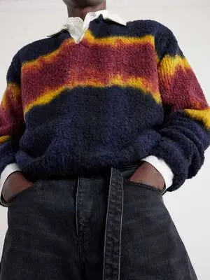 Sacai Chusen-dyed Wool-blend Polo Sweater