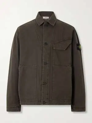 Stone Island Garment-dyed Panama Cotton-canvas Jacket - Gray
