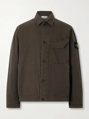 Stone Island Garment-dyed Panama Cotton-canvas Jacket - Gray