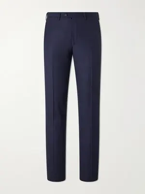 Kiton Straight-leg Virgin Wool Trousers - Blue