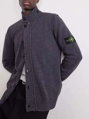 Stone Island Virgin Wool-blend Button-down Cardigan