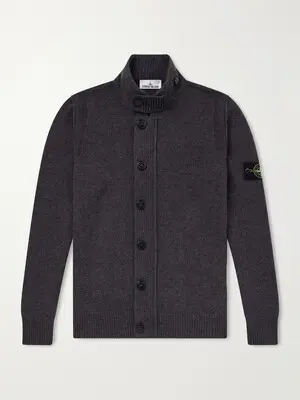 Stone Island Virgin Wool-blend Button-down Cardigan - Gray