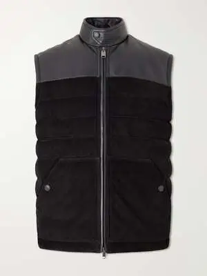 Brioni Leather-trimmed Suede Gilet