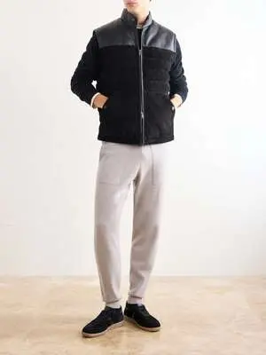 Brioni Leather-trimmed Suede Gilet