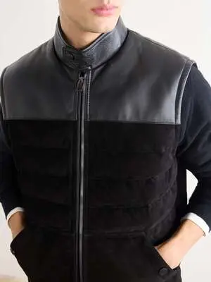 Brioni Leather-trimmed Suede Gilet